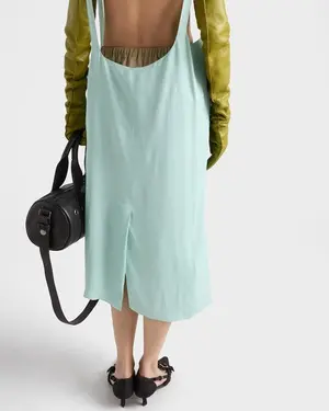 Prada Crepe Skirt With Suspender Straps - Green