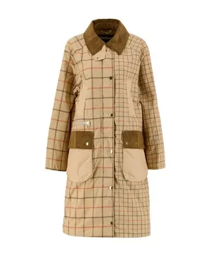 Barbour Long-sleeved Plaid Casual Jacket With Corduroy Collar