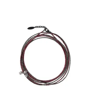 Brunello Cucinelli Hematite And Sterling Silver Wrap Bracelet - Red