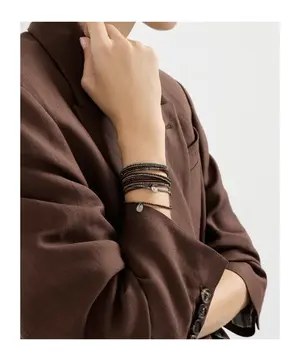 Brunello Cucinelli Hematite And Sterling Silver Wrap Bracelet