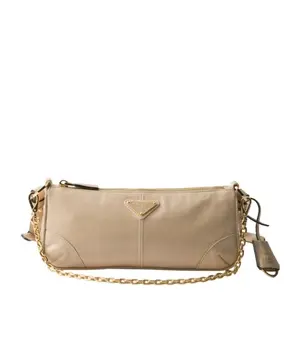Prada Re-edition 2002 Medium Leather Shoulder Bag - Travertine