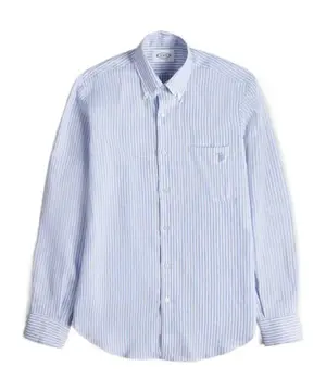 TOD'S Striped Linen Shirt - Blue