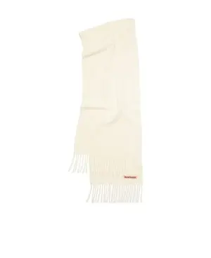 Acne Studios Logo-patch Wool Scarf - White