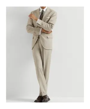 Brunello Cucinelli Mouliné Virgin Wool Twill Deconstructed Blazer With Large Peak Lapels
