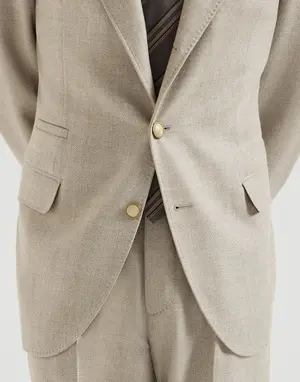 Brunello Cucinelli Mouliné Virgin Wool Twill Deconstructed Blazer With Large Peak Lapels