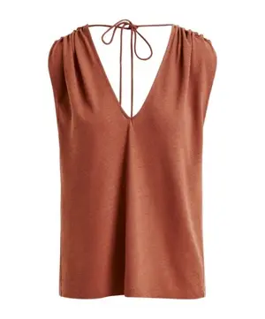 Essentiel Antwerp Sleeveless V-neck T-shirt With Tie Back