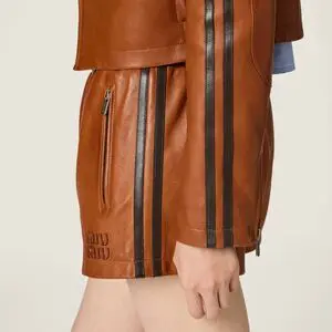 Miu Miu Nappa Leather Shorts - Brown