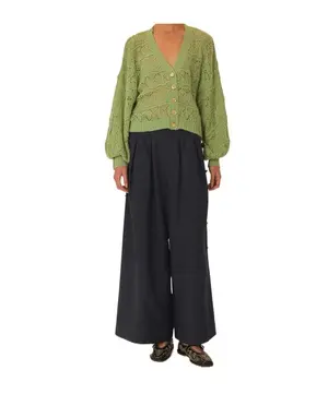 Farm Rio Button Detailed Wide Leg Pants