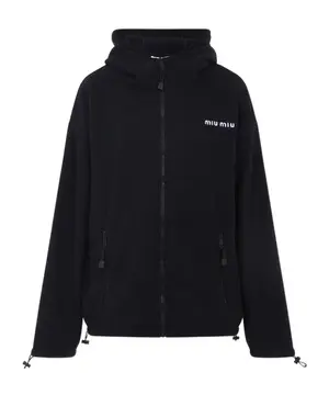 Miu Miu Zip-up Drawstring Hoodie - Blue