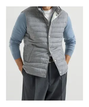 Brunello Cucinelli Flannel-textured Down Gilet