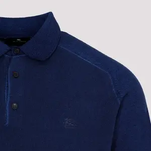 Etro Logo-embroidered Long-sleeve Polo Shirt