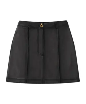 AERON Belted Logo Pleated Skirt