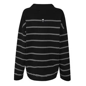 AMI Paris Striped Longsleeve Lapel Top