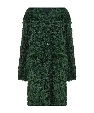 Prada Midlength Plush Coat - Green