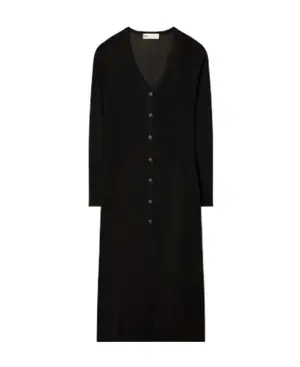 Tory Burch Long-sleeved V-neck Knitted Dress - Black