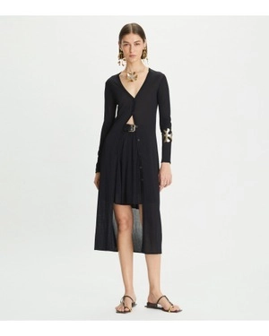 Tory Burch Long-sleeved V-neck Knitted Dress