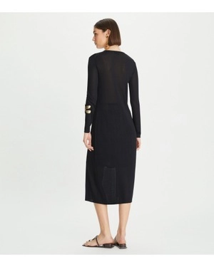 Tory Burch Long-sleeved V-neck Knitted Dress