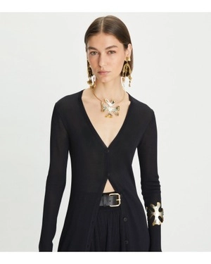 Tory Burch Long-sleeved V-neck Knitted Dress