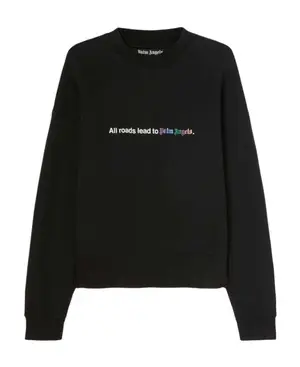 Palm Angels Logo Printed Crewneck Sweatshirt - Black