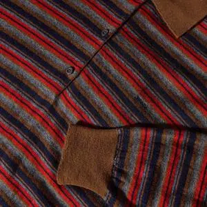 Prada Striped Long Sleeve Polo Knit Sweater