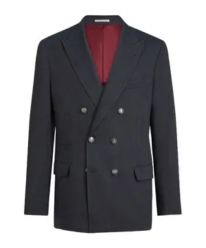 Brunello Cucinelli Chevron Double-breasted Blazer - Anthracite