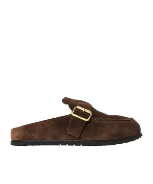 Prada Buckled Suede Mules