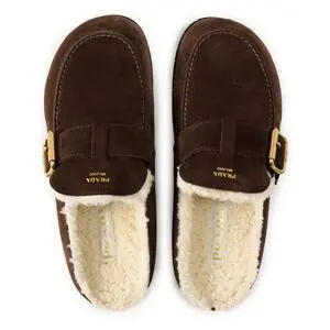 Prada Buckled Suede Mules