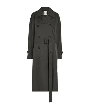 TOTEME Double-breasted Belted Cotton-blend Trench Coat - Black