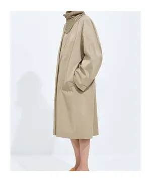 Bottega Veneta Cotton Trench Coat With Intrecciato Leather Collar