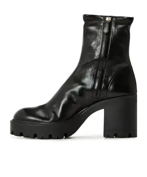 Prada Ankle High Heeled Boots With Platform Sole - Black