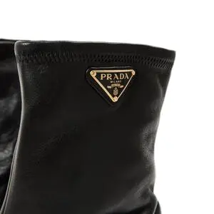 Prada Ankle High Heeled Boots With Platform Sole - Black