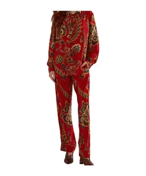 Farm Rio Floral Pattern Track Pants - Red