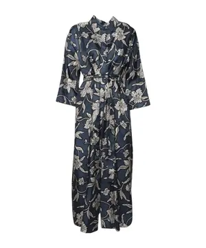 Max Mara Floral Print Belted Shirt Dress - Black