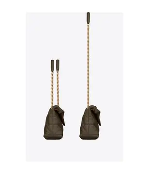 Saint Laurent Puffer Shoulder Bag With Logo Plaque - Brown