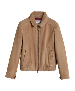 Brunello Cucinelli Suede Zip-fastening Jacket - Brown