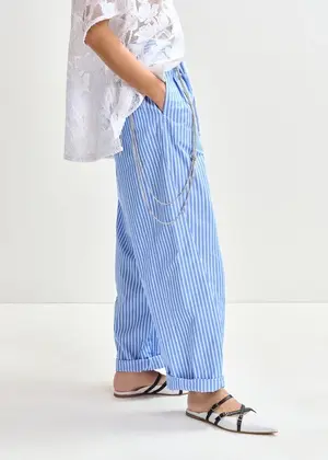 Essentiel Antwerp Striped Tapered Trousers With Chain Detail