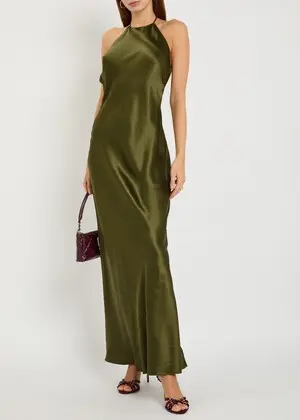 REFORMATION Jeany Halterneck Silk Maxi Dress