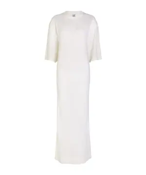 TOTEME Fine-knit Wool Maxi Tee Dress - White