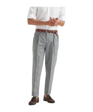 Brunello Cucinelli Tailored Wool Trousers With Pleated Hem