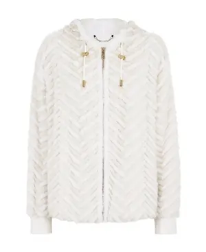 Fendi Mink Fur Zip-up Jacket With V-pattern - White