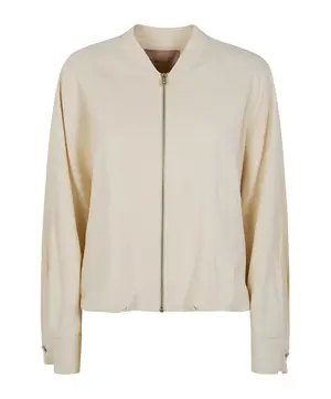 TWINSET Zip Front Bomber Jacket - Nude