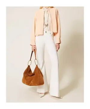 TWINSET Zip Front Bomber Jacket - Nude