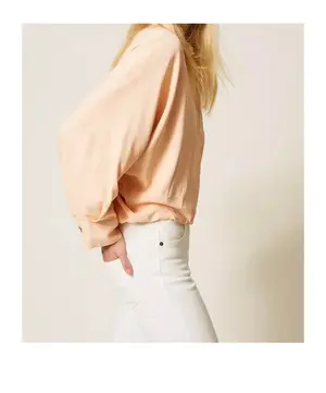 TWINSET Zip Front Bomber Jacket - Nude