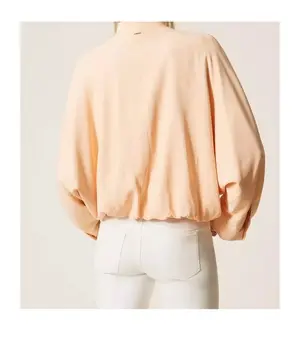 TWINSET Zip Front Bomber Jacket - Nude