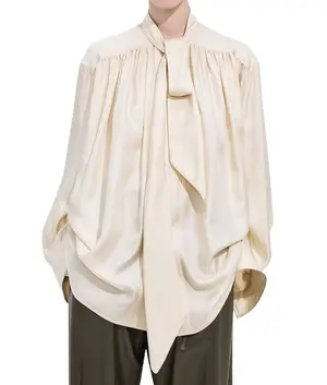 Bottega Veneta Viscose Twill Blouse With Pleated And Tie Details