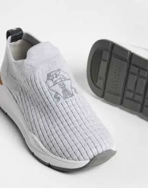 Brunello Cucinelli Ribbed Knit Slip-on Sneakers With Heraldic Logo