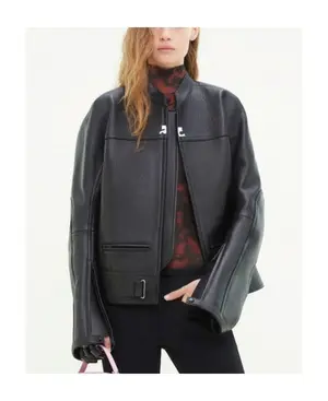COURREGES Scuba Leather Zipped Bomber Jacket