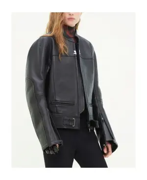 COURREGES Scuba Leather Zipped Bomber Jacket