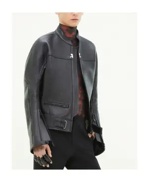 COURREGES Scuba Leather Zipped Bomber Jacket