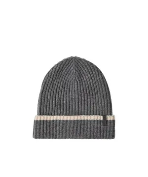 Brunello Cucinelli Ribbed Cashmere Beanie - Black